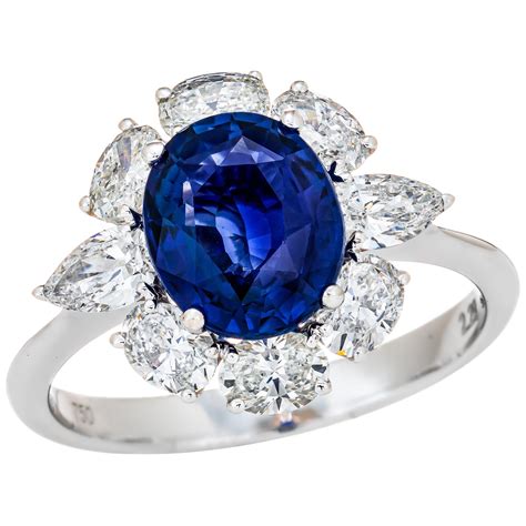 Certified Natural Unheated Blue Sri Lanka Sapphire And Diamond 640