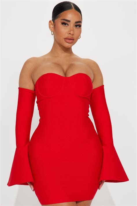 Andrea Bandage Mini Dress Red Fashion Nova