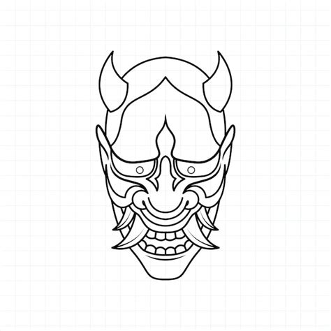 Premium Vector Hand Drawn Japanese Oni Demon Mask Coloring Page