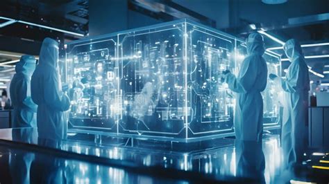 data scientists work in a modern laboratory of a technology company on