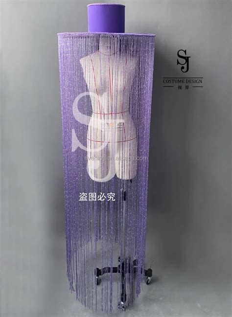 Sexy Long Tassel Sequin Large Brim Hat Women Club Dancer Singer