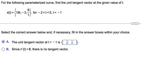 solved for the following parameterized curve find the unit