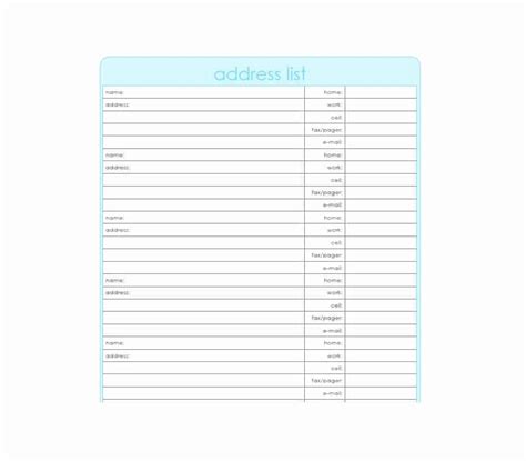 Editable Address Book Template Peterainsworth