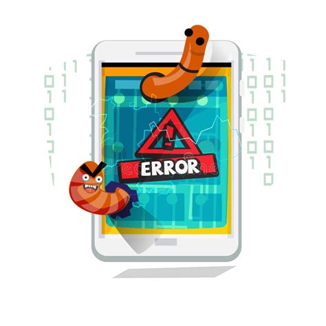 Worm Attack Tablet and Showing Error on Screen. Computer Worm. Bug, Spam or Malware Concept ...