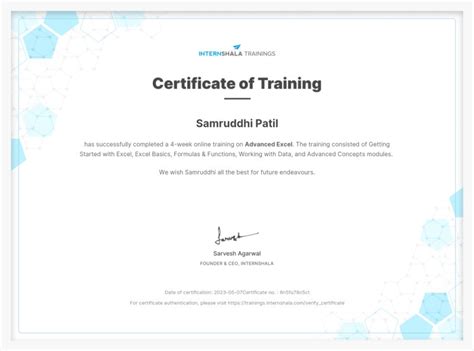 Samruddhi Patil On Linkedin Internshala Advanced Excel