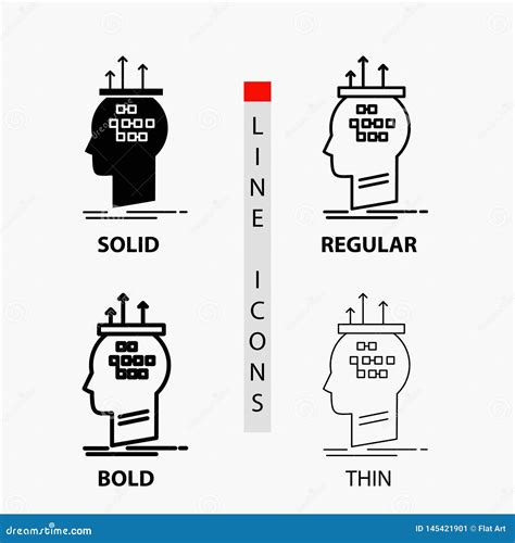 Algorithm Brain Conclusion Process Thinking Icon In Thin Regular Bold Line And Glyph Style
