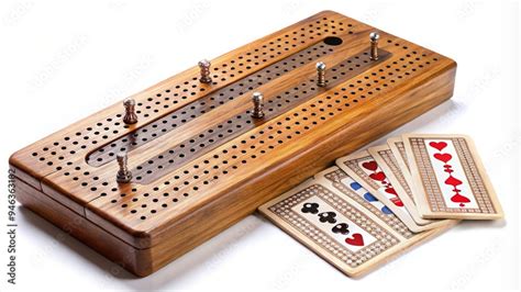 Traditional Wooden Cribbage Board With 120 Holes Scoring Pegs And A