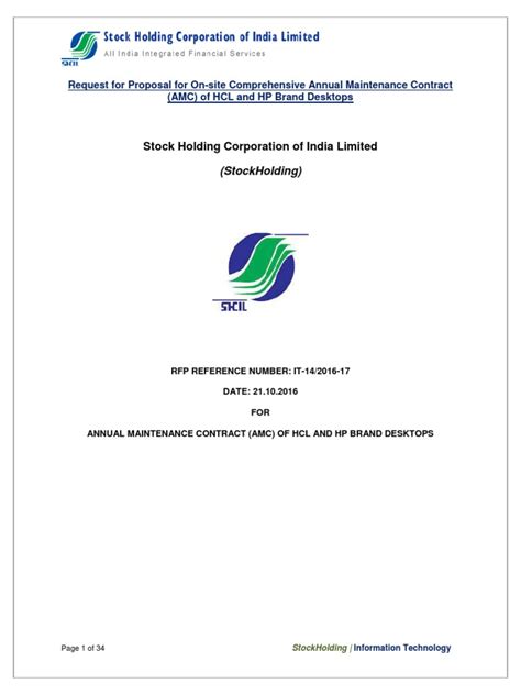 14 Rfp For Amc Of Hcl And Hp Desktops Pdf Request For Proposal Bios