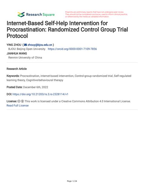 pdf internet based self help intervention for procrastination