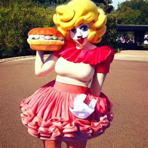 Princess Peach Cosplaying As A Hamburger A Clown Stable Diffusion