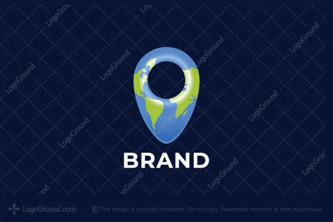 3d Earth Pin Map Logo