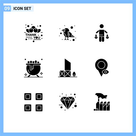 9 Universal Solid Glyphs Set For Web And Mobile Applications Beach Holiday Patent Halloween Law