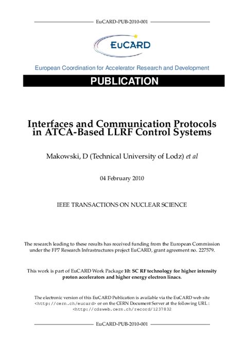 Pdf Interfaces And Communication Protocols In Atca Based Llrf Control