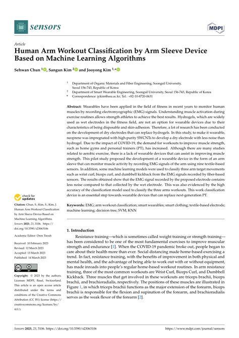 pdf human arm workout classification by arm sleeve device based on