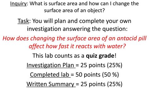 PPT Inquiry What Is Surface Area And How Can I Change The Surface Area Of An Object