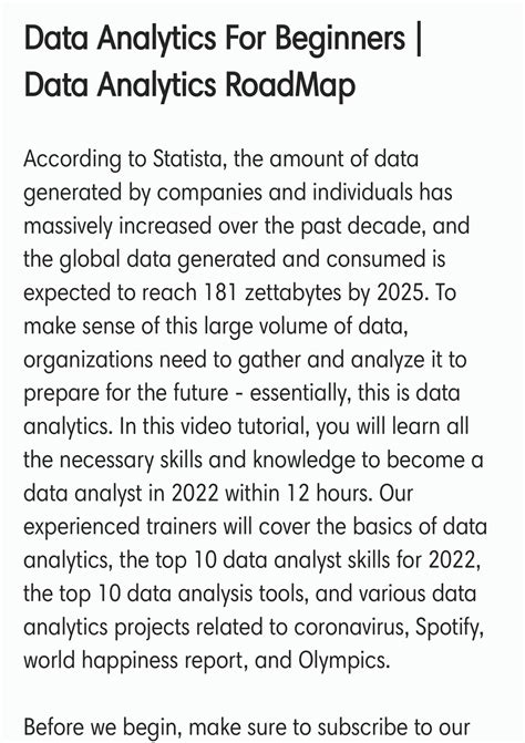 SOLUTION: Data analysis roadmap - Studypool