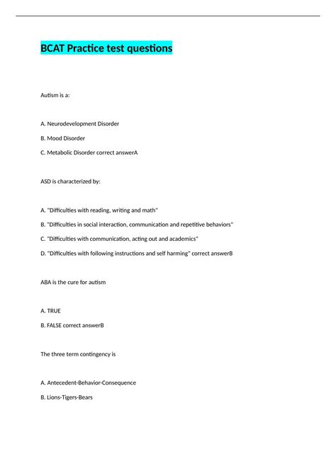 Bcat Practice Test Questions With Correct Answers Bcat Stuvia Us