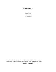 PHY M Kinematics Lab Report David Waid Docx Kinematics David Waid Activity