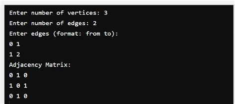 C Program To Represent Graph Using Adjacency Matrix