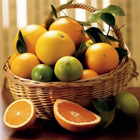 Premium Ai Image Fresh Citrus Fruits In A Healthy Basket