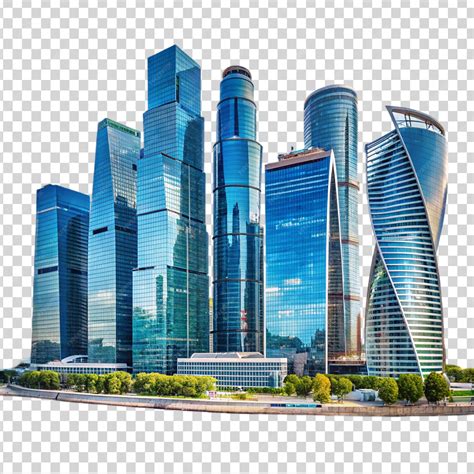 Premium Psd A Cityscape With Tall Buildings And A Green Building In
