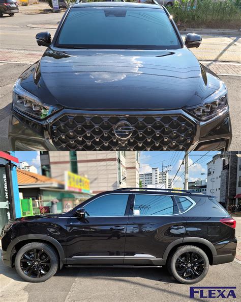 Flexa 플렉사썬팅 독보적인 반사썬팅필름 플렉사 Gt로 렉스턴 차량 틴팅 시공 진행된 모습입니다