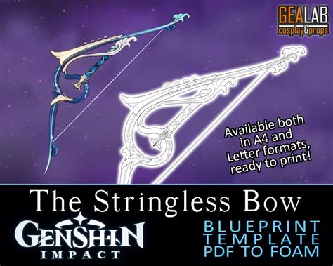 The Stringless Bow Blueprint Template For Cosplay Genshin Impact