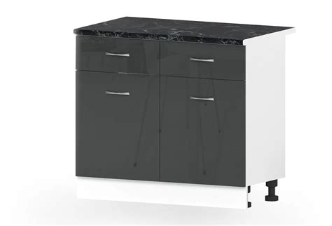 Долен кухненски шкаф Алис B63 100 см Антрацит гланц Бяло Мебели АРЕНА