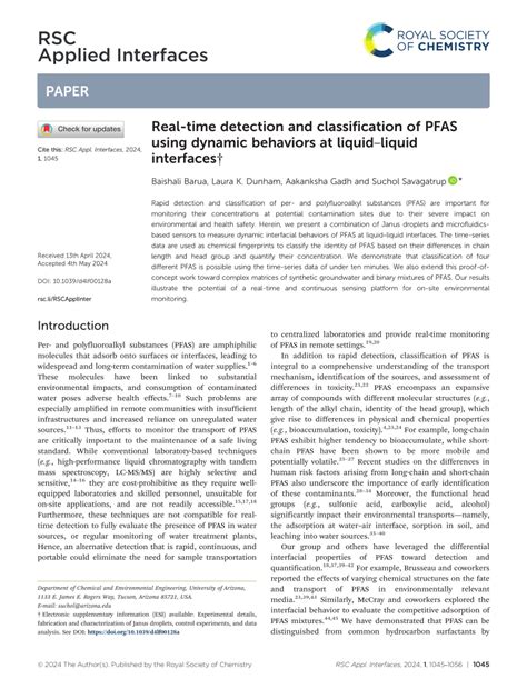 Pdf Real Time Detection And Classification Of Pfas Using Dynamic
