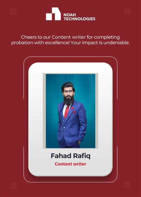 Content Writer At Noah Technologies Fahad Rafique