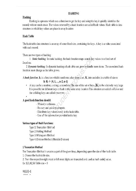 Hashing Data Structures Notes Hashing Hashing Hashing Is A Process