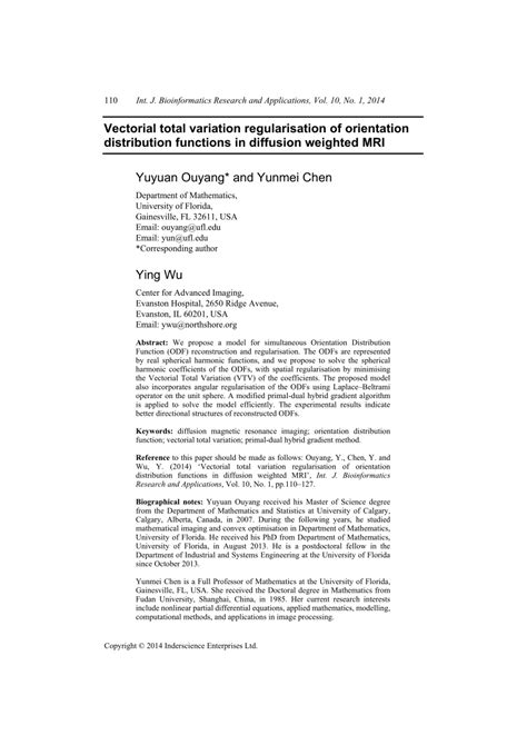 Pdf Vectorial Total Variation Regularisation Of Orientation Distribution Functions In