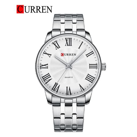CURREN Original Brand Stainless Steel Band Wrist Watch For Men With Br ...
