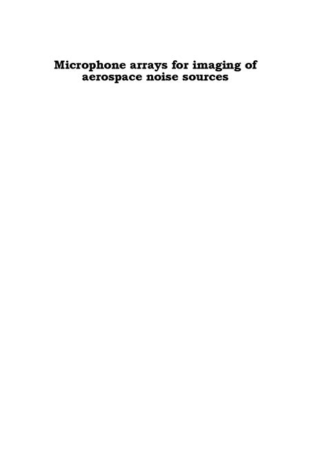 Microphone Arrays For Imaging Of Aerospace Noise Sources Eurasip