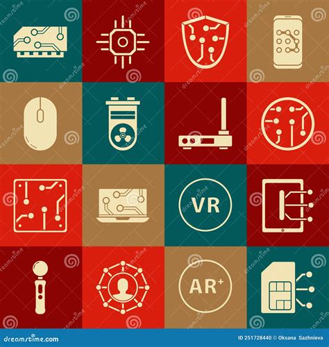 Set Sim Card Tablet Processor Cyber Security Video Graphic