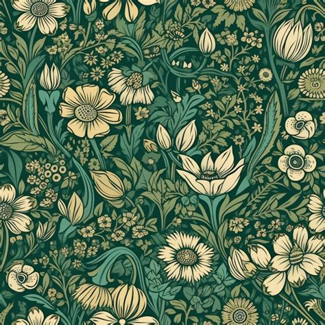 Green Floral Pattern 1 Etsy