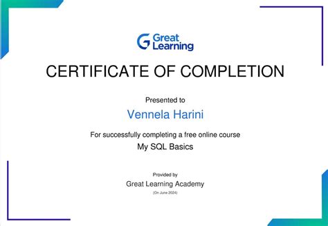 Vennela Harini On Linkedin Greatlearningacademy Greatlearning Glacertificate