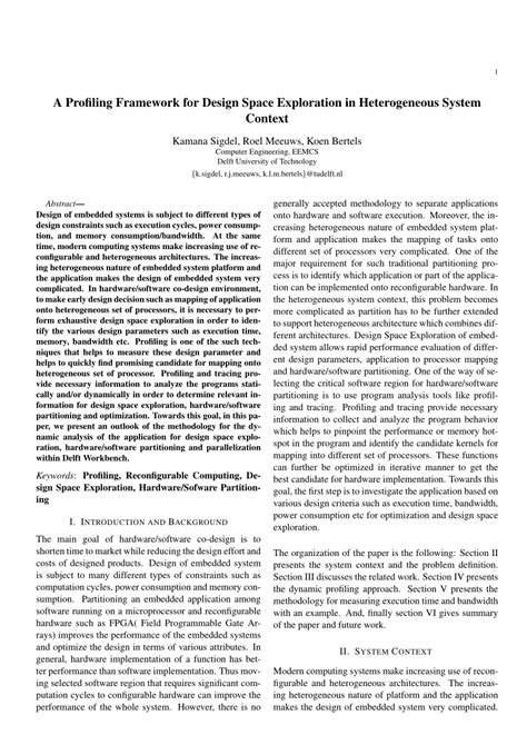 Pdf A Profiling Framework For Design Space Exploration In Heterogeneous System Context