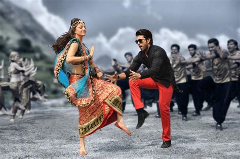 Ram Charan And Kajal Exclusive Dancing Pose Photo From Nayak Movie