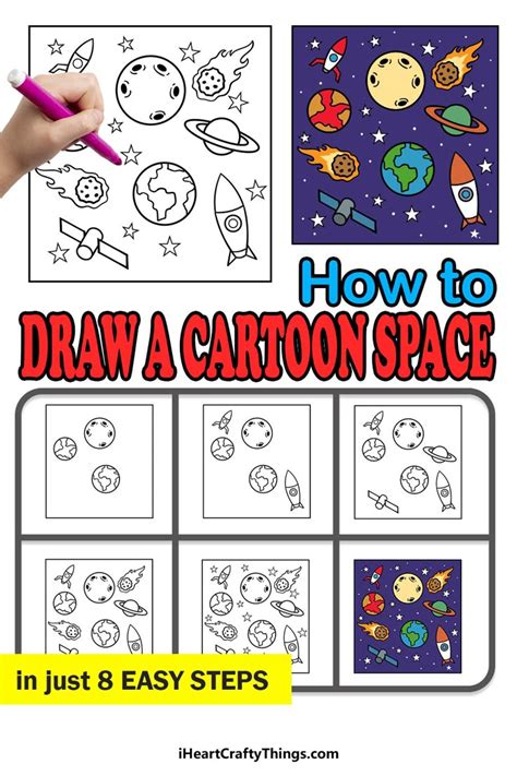 How To Draw A Cartoon Space In Just Easy Steps With Pictures On The Page