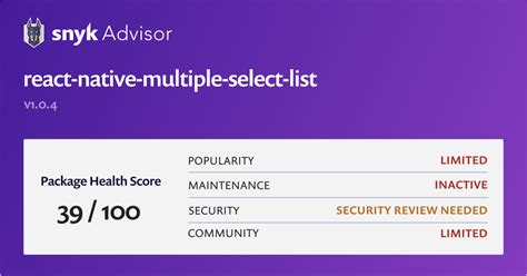 React Native Multiple Select List Npm Package Snyk