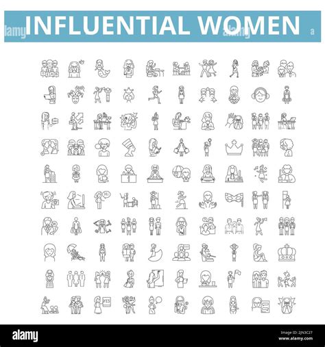 Influential women icons, line symbols, web signs, vector set, isolated illustration Stock Vector ...