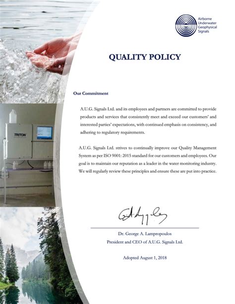 Corporate Quality Policy A U G Signals Ltd
