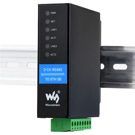 Conversor 2 Canais Rs485 Para Ethernet Modbus Gateway Servidor S Poe Calha Din Waveshare