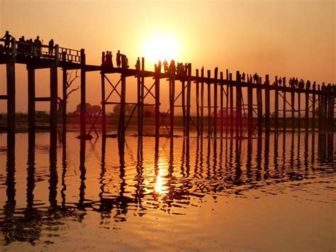 Myanmar U Bein Bridge At Sunset Travel2unlimited