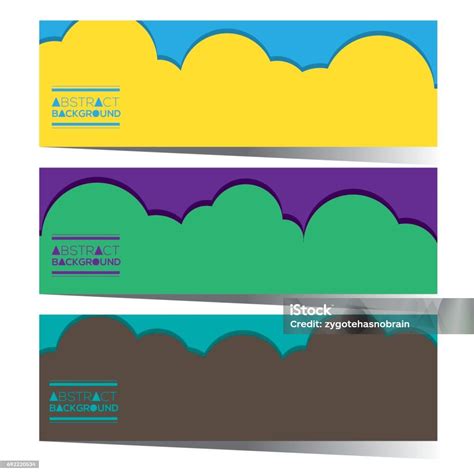 현대 디자인 3 화려한 그래픽 가로 배너 벡터 일러스트 레이 션의 설정 0명에 대한 스톡 벡터 아트 및 기타 이미지 0명 3가지 개체 갈색 Istock