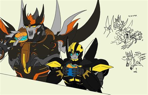 Predaking And Bumblebee By Psanoht Иллюстрации лисы Эскизы персонажей Милые рисунки
