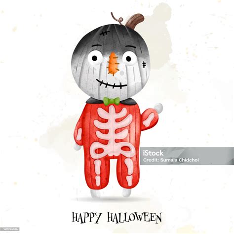 무서운 수채화 할로윈 아이 호박 의상 해피 할로윈 수채화 벡터 일러스트 레이 션 공포 무서움에 대한 스톡 벡터 아트 및 기타 이미지 공포 무서움 귀신 등장인물