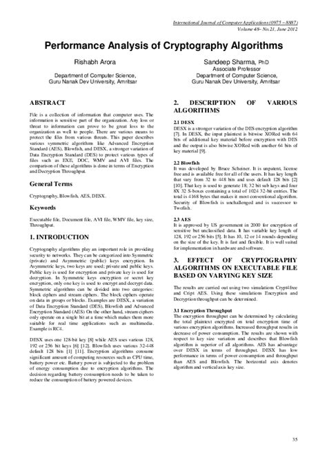 Pdf Performance Analysis Of Cryptography Algorithms