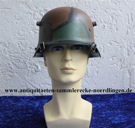 Deutscher Stahlschutzhelm Modell 1916 Mit Buntfarbenanstrich Von 1918